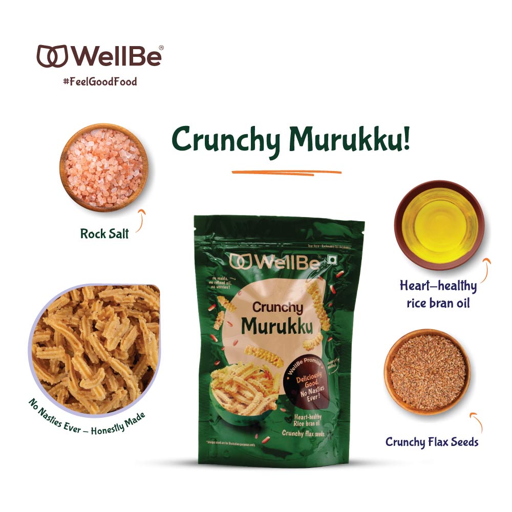 WellBe Plain Murukku(Pack of 2x135g)